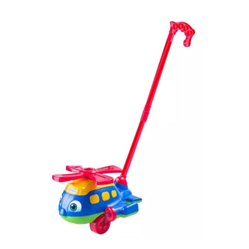 Avião Aviãozinho Helicóptero Brinquedo de Empurrar Puxar C/ Haste ...
