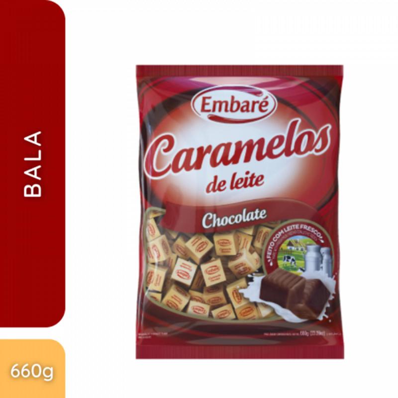Bala Caramelos de Leite Sabor Chocolate 660g - Embare - Embaré - Balas ...