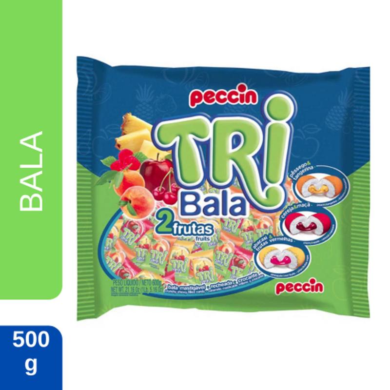 Bala com Recheio Tri Bala 2 Frutas 600g - PECCIN - Bala de Gelatina ...