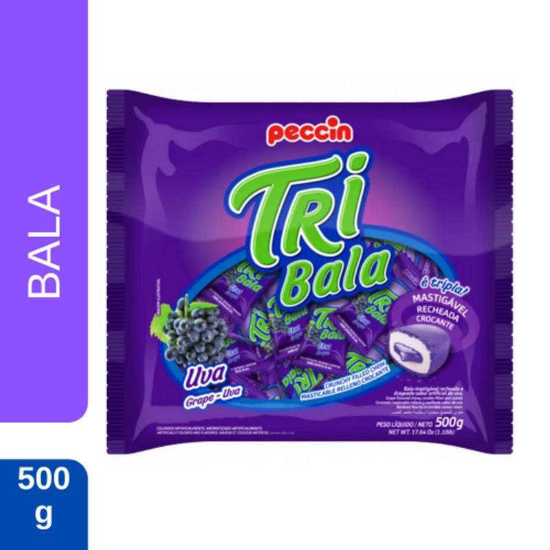 Bala com Recheio Tri Bala Sabor Uva 500g - PECCIN - Bala de Gelatina ...
