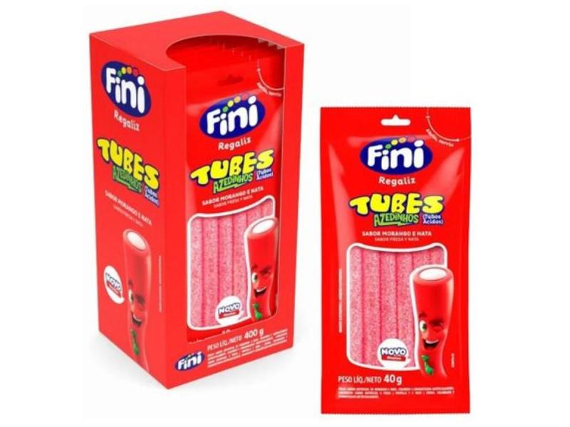 Bala Fini Tubes Morango Azedinho 40g C/10 Unid - Bala de Gelatina - Magazine Luiza