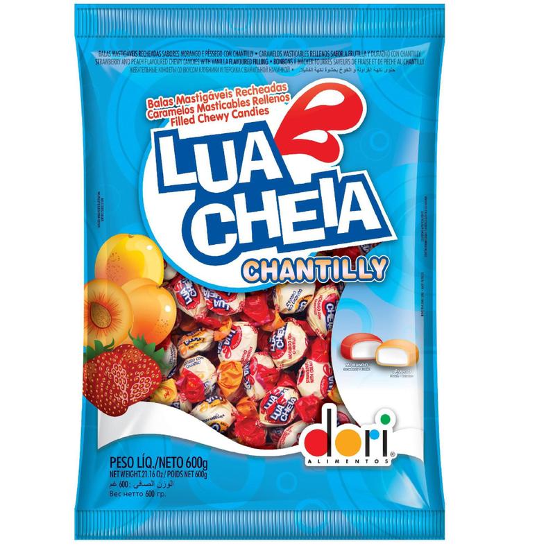 Bala Lua Cheia Dori 600g 120 Balas Morango Com Chantilly - Balas ...