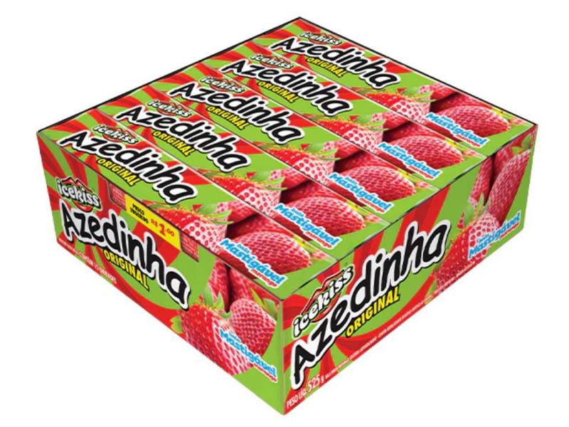 Bala Mastigável Azedinha Morango 35g C/ 15 Unid - Icekiss Azedinha ...