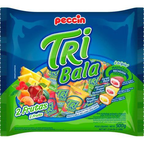 Bala Recheada Peccin TriBala Sabor 2 Frutas Saco 500g - Balas ...