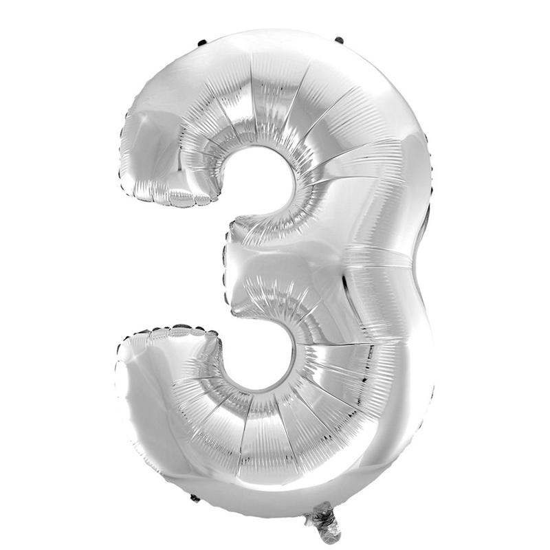 Balão de Número Médio Metalizado Prata 70cm - Mundo Bizarro - Balão ...