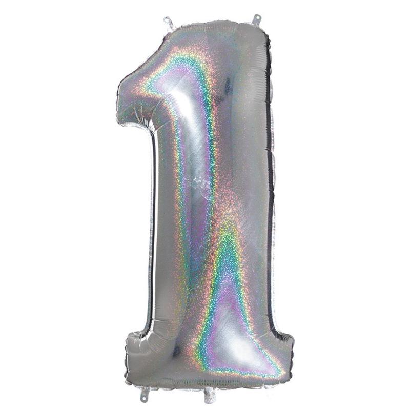 Balão de Número Médio Metalizado Prata Holográfico 70cm - Apollo Festas ...