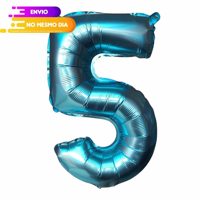 Balão De Número Metalizado Azul 40 Cm Balão de Festa - Balão Metalizado ...