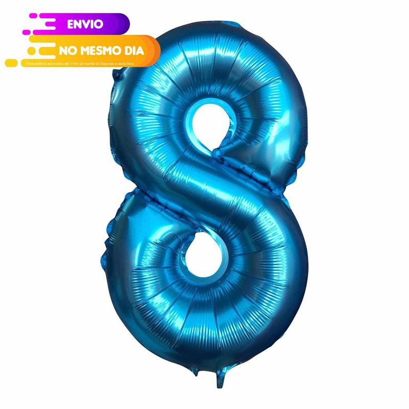 Balão De Número Metalizado Azul 40 Cm Balão de Festa - Balão Metalizado ...