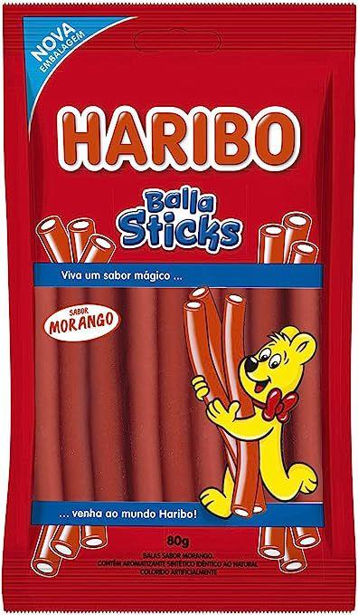 Balas Haribo Tubes Sticks Morango Pacote 80g - Bala de Gelatina ...