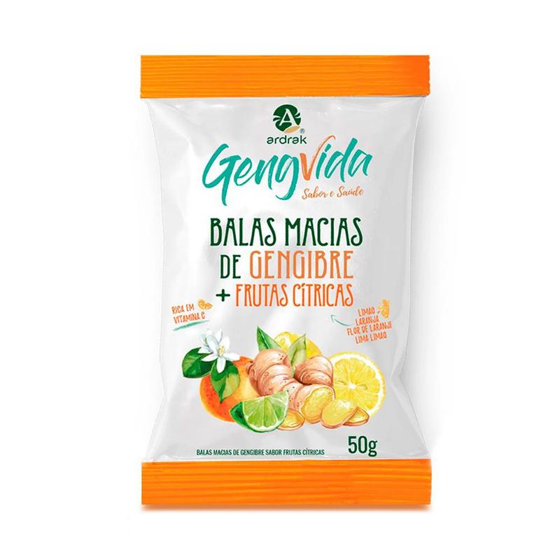 Balas Macias Gengibre Frutas Cítricas Gengvida Ardrak 50g - Balas ...