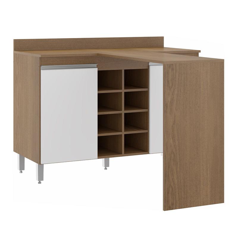 Balcão com Bancada Gourmet para Cozinha 120 Cm MDP Branco Avelã 0465 ...