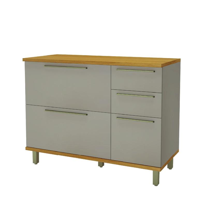 Balcão de Cozinha com Tampo 1,20m 2 Portas 3 Gavetas Munique Freijó ...