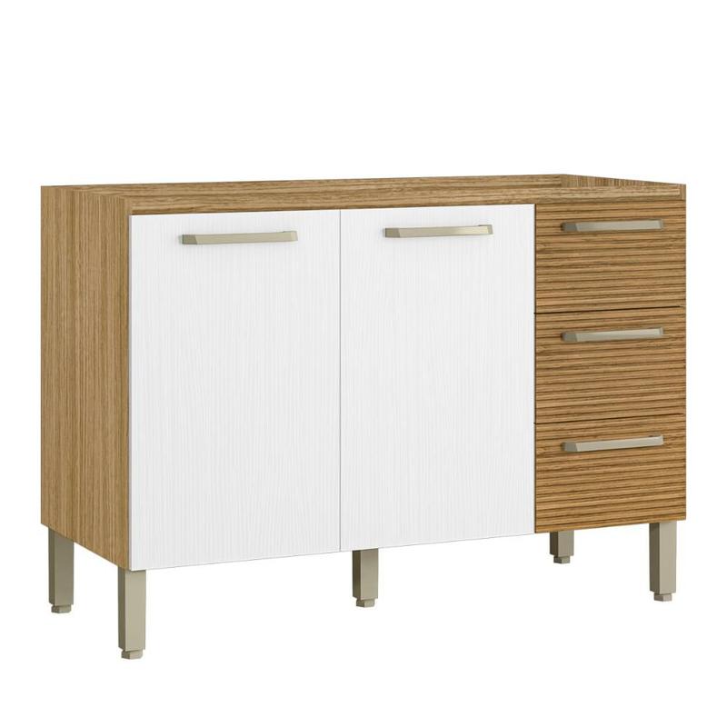 Balcão de Pia 120 cm 2 Portas Sem Tampo Freijó Supremo Cp Ripado Freijó ...