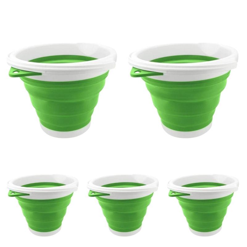 Balde Kit 5 Peças Dobrável Retrátil Silicone Magico 5 Litros Sanfonado ...