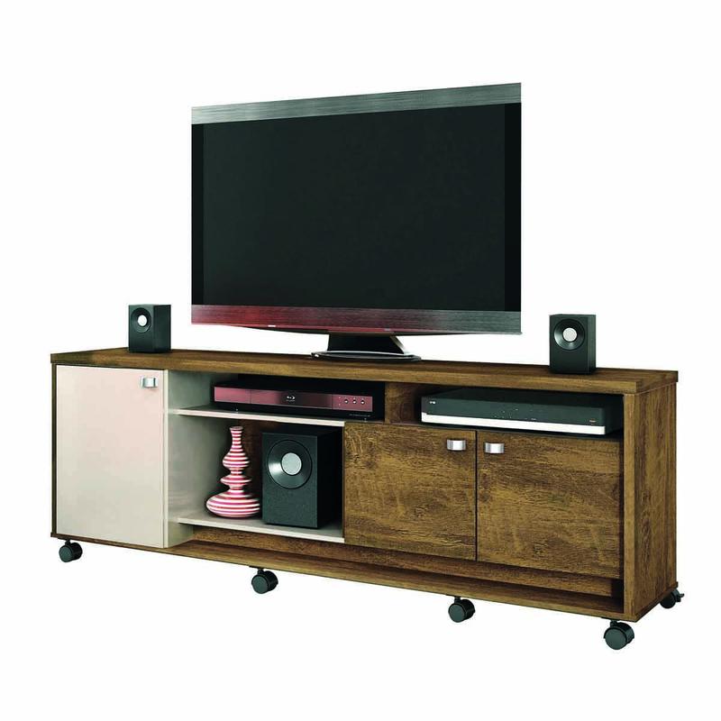 Bancada Dallas Canela/Off White 3 Portas 2 Prateleiras 5 Nichos e ...