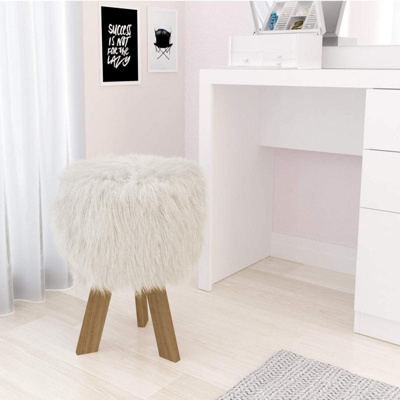 Banco Puff com Pelo Antônia Tecno Mobili Bege/Natural - Puffs ...