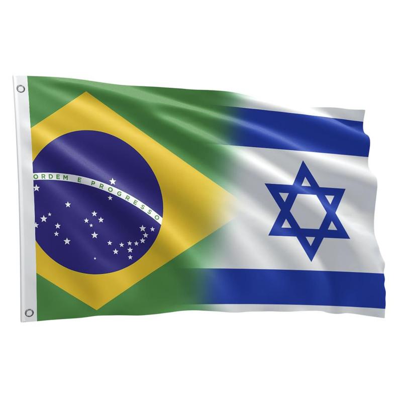 Bandeira Israel e Brasil Grande 1,50 X 0,90 M - Fadrix - Bandeiras ...