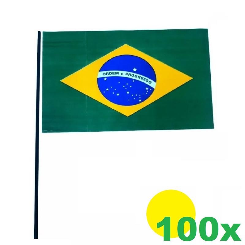 Bandeirinha do Brasil Plástico 14x21 Copa 7 Setembro Kit 100 - Real ...