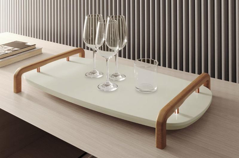 Bandeja Decorativa Barcelona em Madeira e Detalhe Cobre - Bisart Decor ...