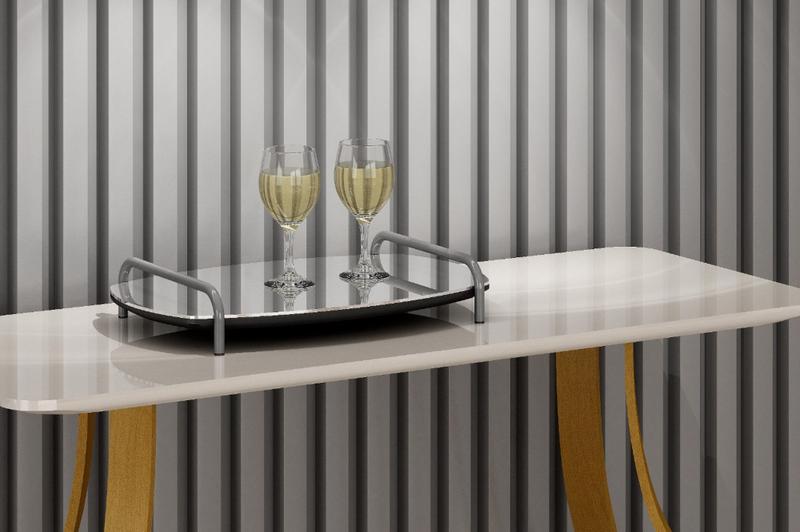 Bandeja Decorativa Toronto PRETA espelhada com puxador na cor prata - R ...