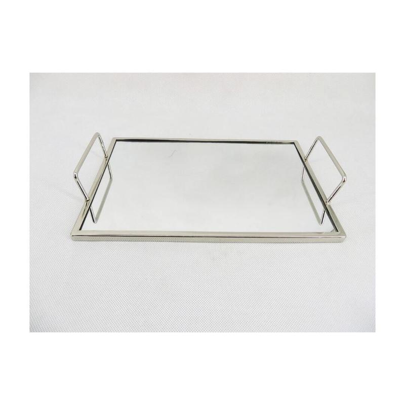 Bandeja Espelhada Prata Retangular Adely - Adely Decor - Bandejas ...