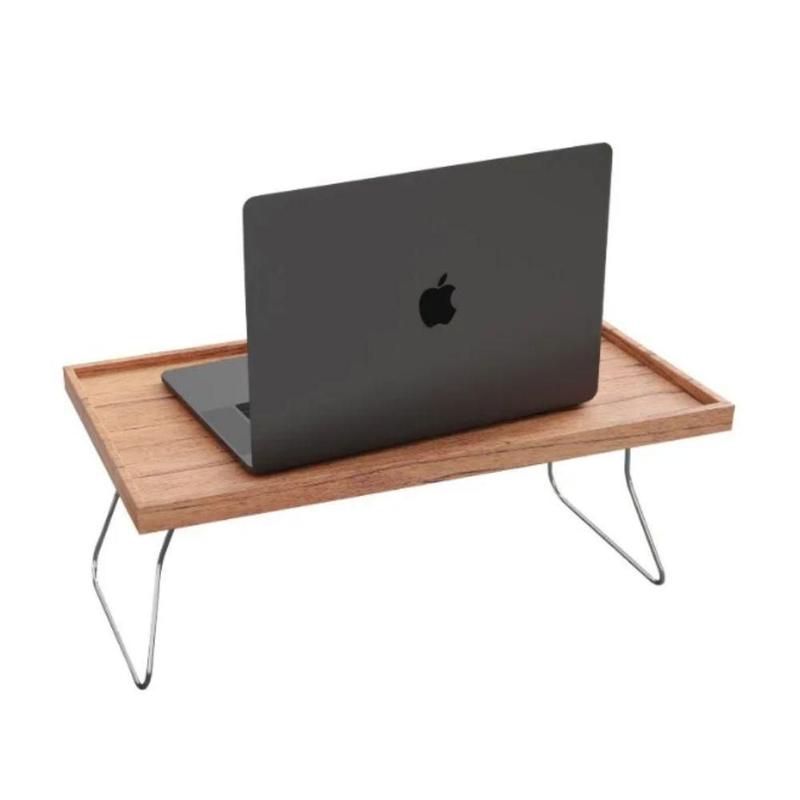 Bandeja Para Notebook Madeira Com Suporte Cromado - Tna Decor - Suporte ...