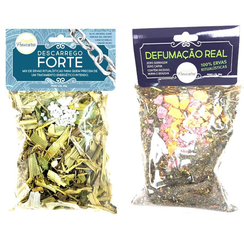 Banho Descarrego Forte e Defumação Real Ervas Limpeza Kit - Santa ...