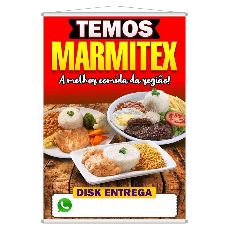 Banner Temos Marmitex A Melhor Comida Da Região 100X70Cm - Layke ...