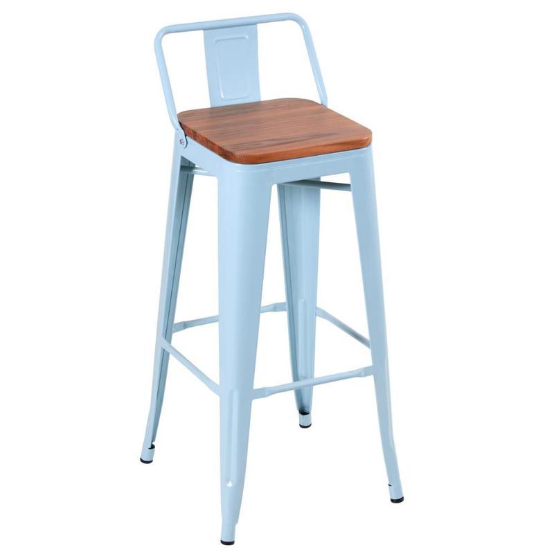 Banqueta alta Iron Tolix com encosto e assento de madeira marrom canela - Loft7 - Outros Móveis ...