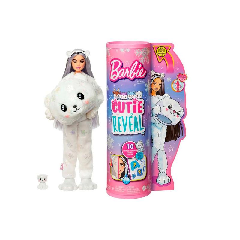 Barbie Cutie Reveal 10 Surpresas Inverno Urso Polar HJL64 Mattel ...