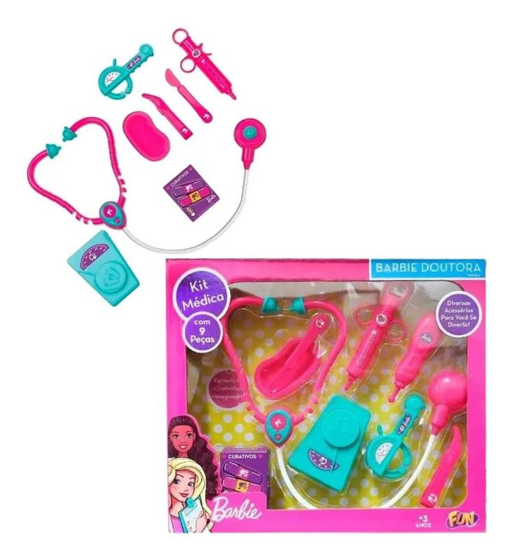 Barbie Doutora - Kit Médica 9 Peças - Fun F0058-0 - Kit Médico Infantil ...