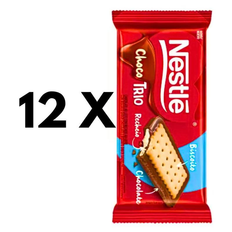 Barra Chocolate Choco Trio Leite Biscoito NESTLÉ 1cx c/ 12un ...