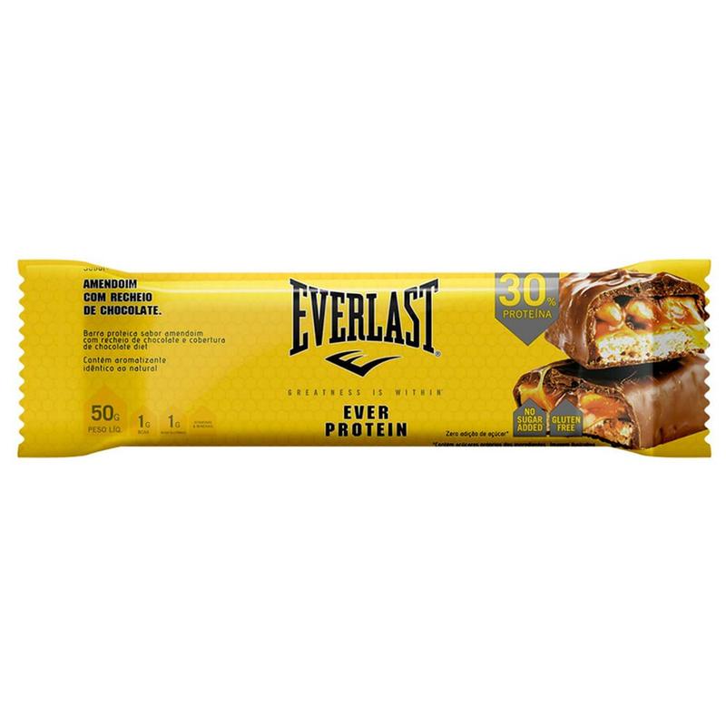 Barra de Proteína de Amendoim Sem Glúten e Sem Açúcar Everlast 50g ...