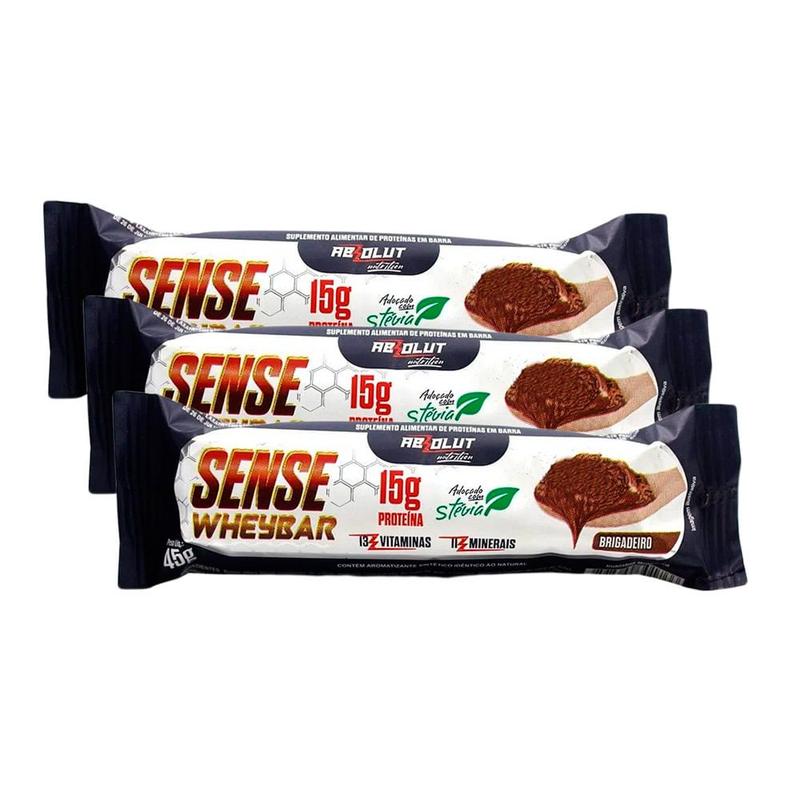 Barra de proteína Sense Whey Bar Absolut Nutrition Brigadeiro 45g Kit ...