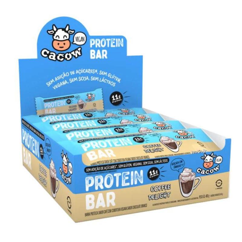 Barra De Proteína Vegana Cacow Coffee Delight 480g 12 unidades - Barra ...