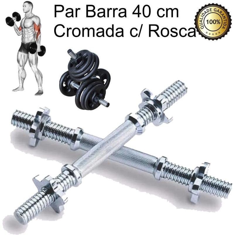 Barra Halter 40Cm Maciça Cromada Com Rosca Par - One Life - Barra de ...