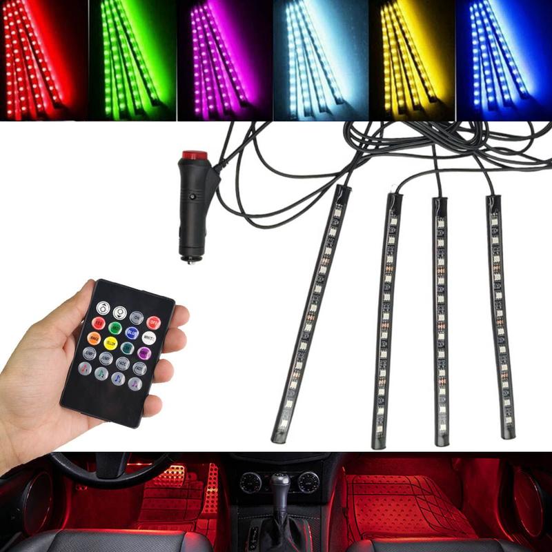 Barra Led Neon 8 Cores RGB Musica Controle Carro Moto Painel Som Ritmo ...