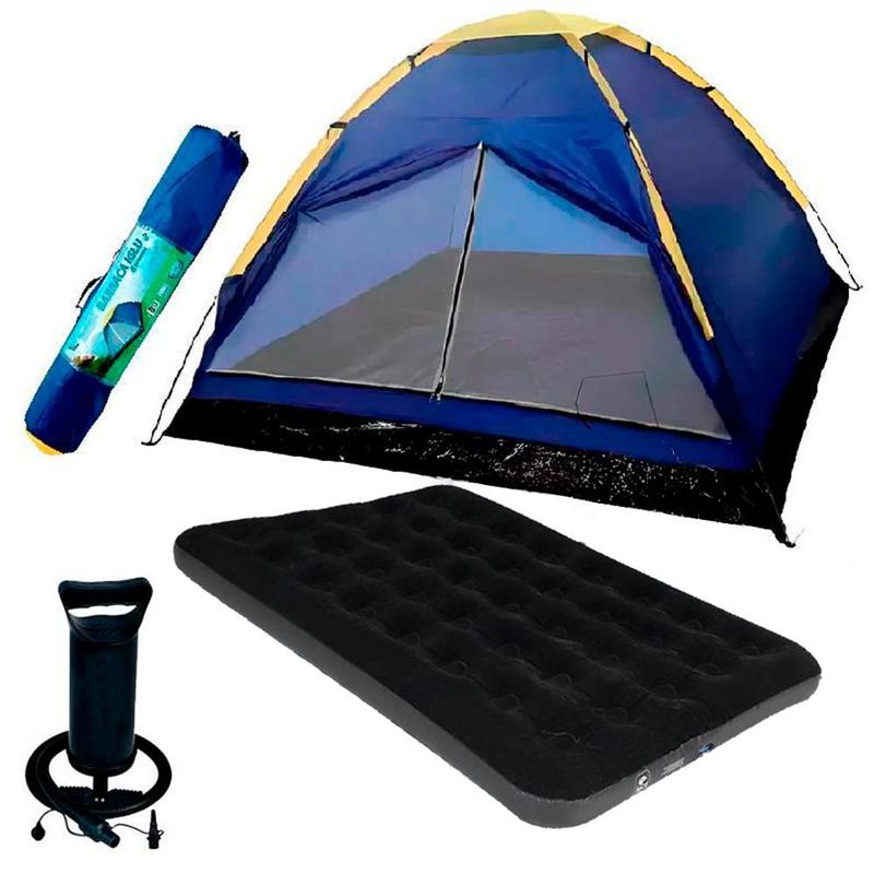 Barraca para Camping Iglu 4 Pessoas + Colchão Inflável Casal + Bomba ...