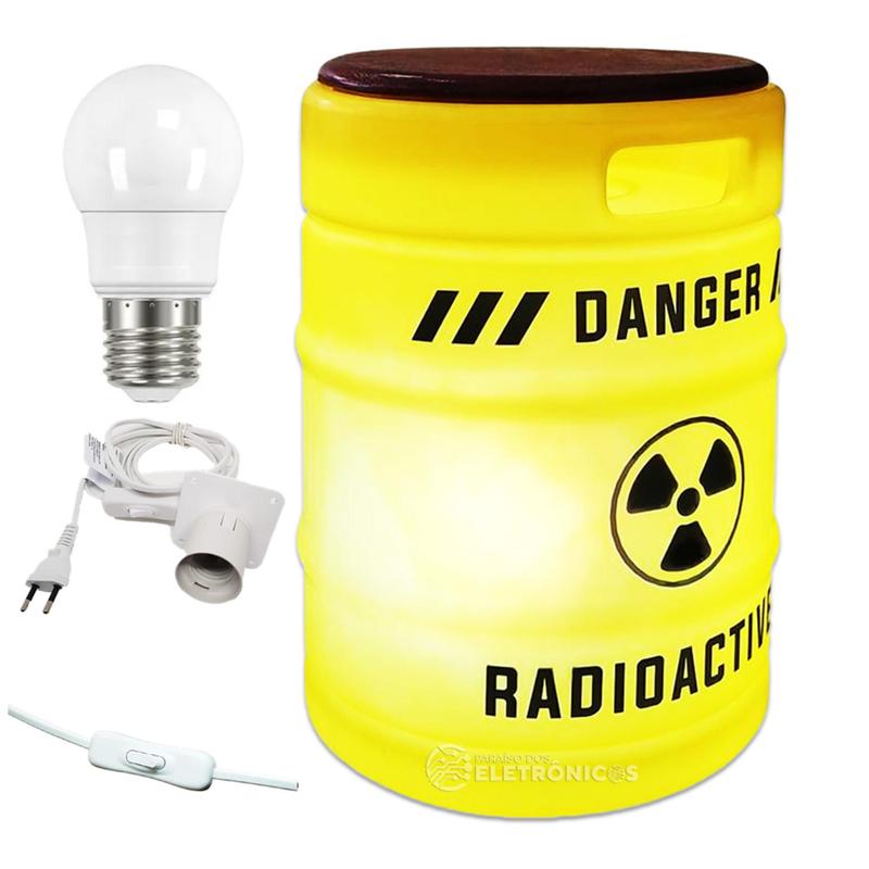 Barril Banco Luminária Radioativo Amarelo Lâmpada LED Para Sentar e ...