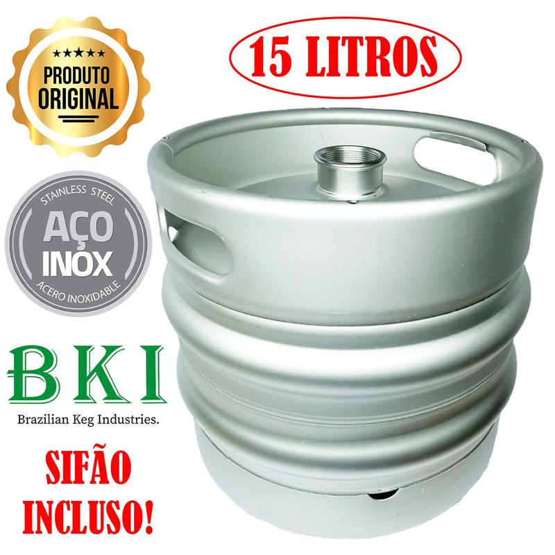 Barril Inox Para Chopp 15 Litros Completo Com Sifão - BKI - BKI - Brazilian Keg Industries ...
