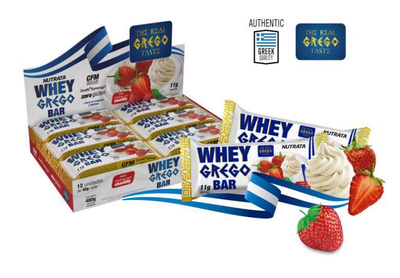 Barrinha de Proteina Whey Grego Bar Display C/12 Un Nutrata - Barra de ...