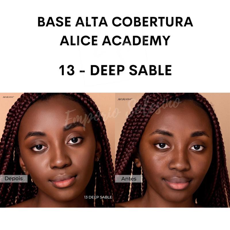 Base Alta Cobertura Alice Academy, 12 TONS, Efeito Matte Filtro de Rede Social - Base Facial ...