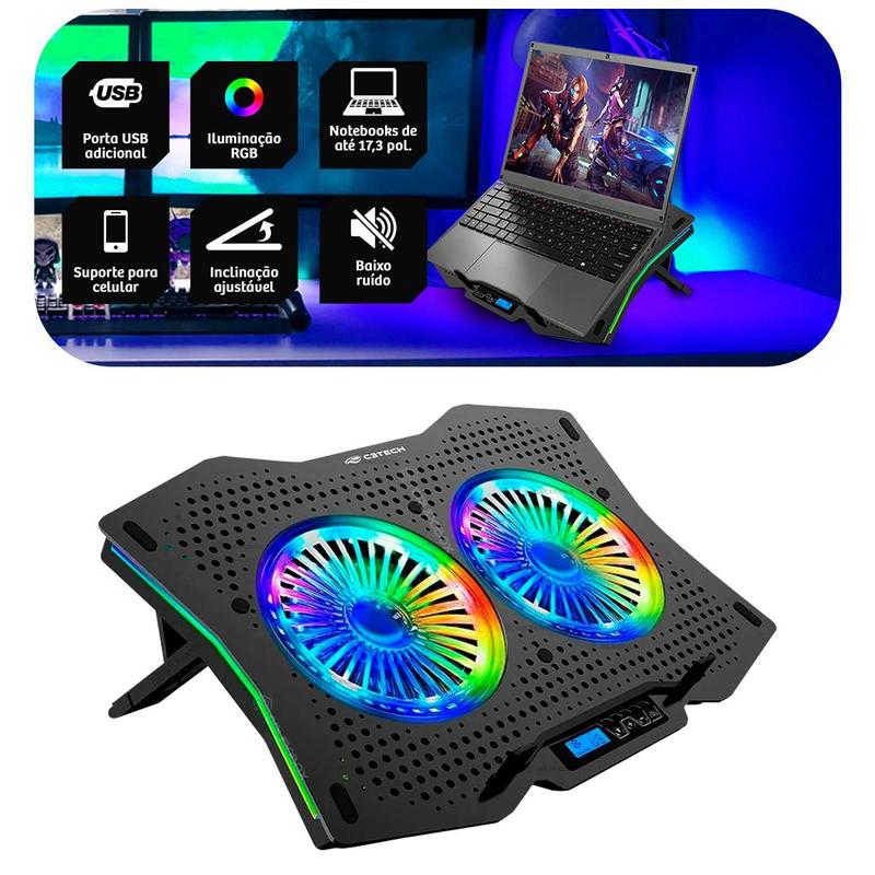 Base Cooler De Resfriamento Para Notebook Ajustavel Com Led - C3tech ...