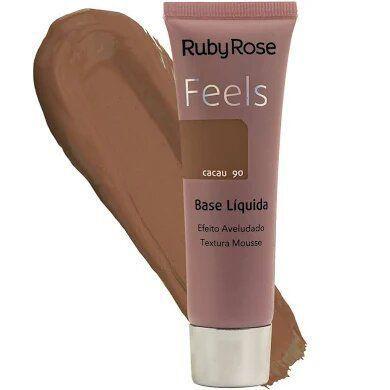 Base liquida feels cacau 90 textura mousse ruby rose - Base Facial - Magazine Luiza