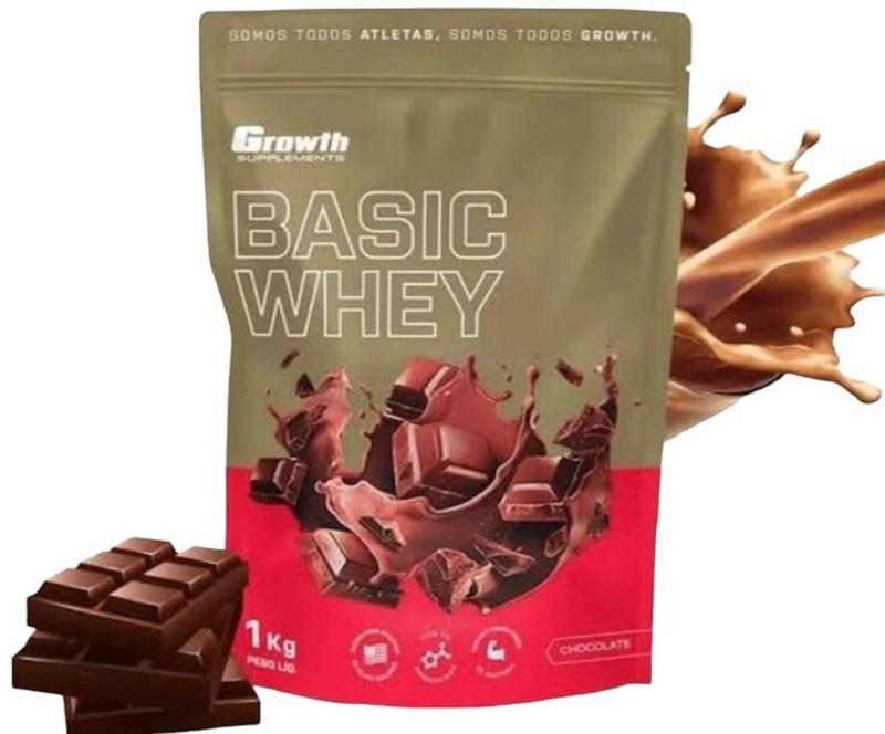 Basic whey protein (1kg) - (sabor chocolate) - Growth - Whey Protein - Magazine Luiza
