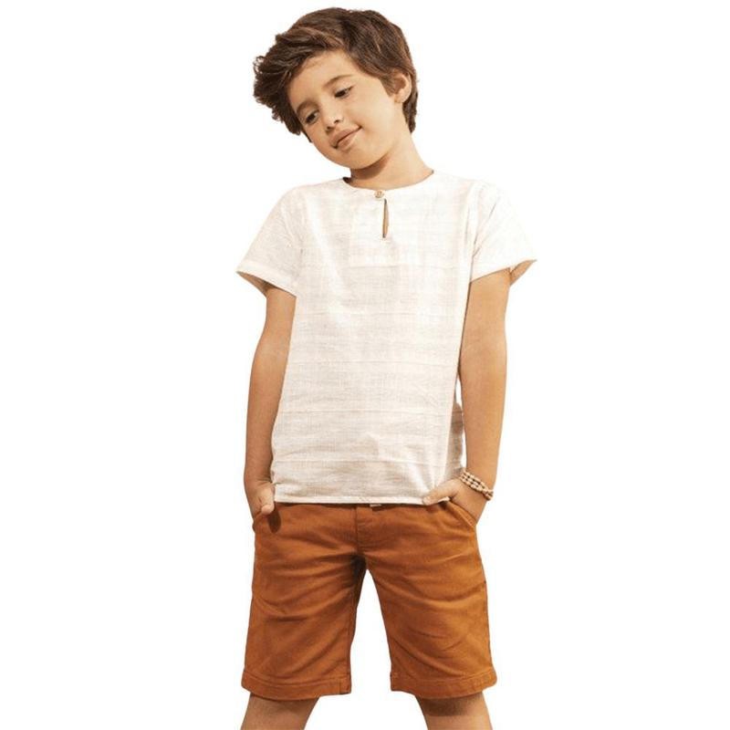 Bata Infantil e Bebê Menino Malha Lisa Branca Manga Curta Verão Bugbee ...