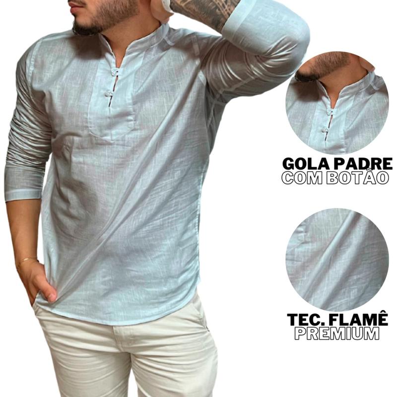 Bata Masculina De Linho Manga Longa - N.MONTEIRO - Bata Masculina ...