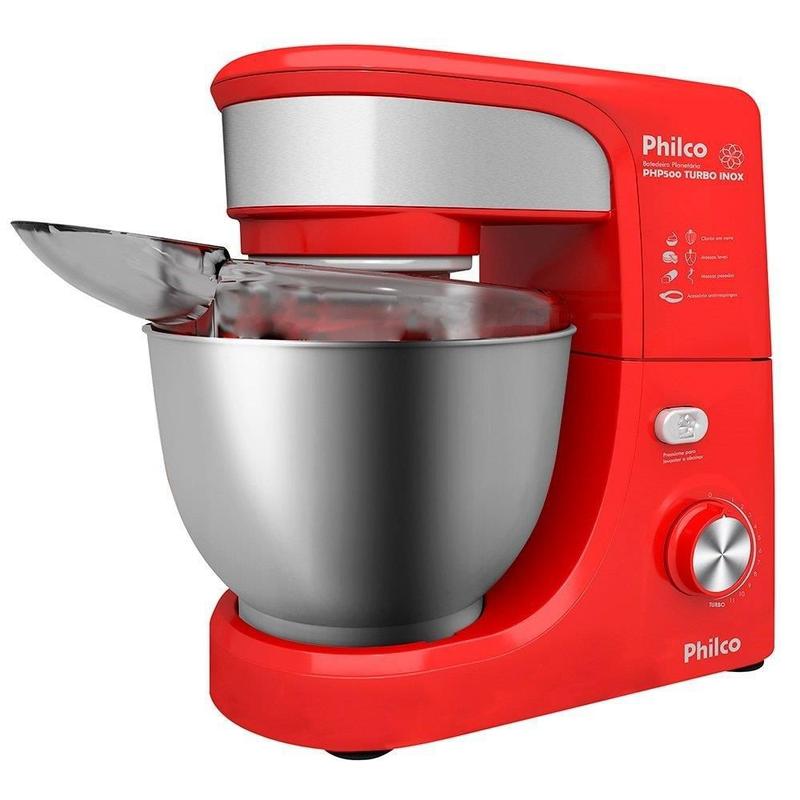 Batedeira Planetária Philco PHP500 Turbo, 11 Velocidades, 1 Tigela Inox, 500W, Vermelha ...