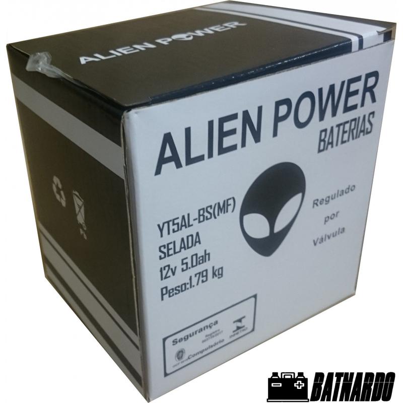 Bateria de moto Alien Power SELADA YB5LB 5 Ah Crypton Xtz 125 - Bateria ...