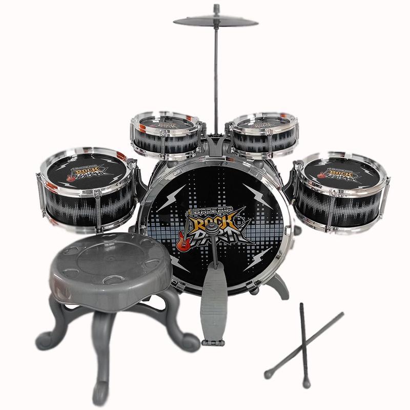 Bateria Musical Infantil 5 Tambores + 1 Prato C/ Banco - DM BRASIL ...